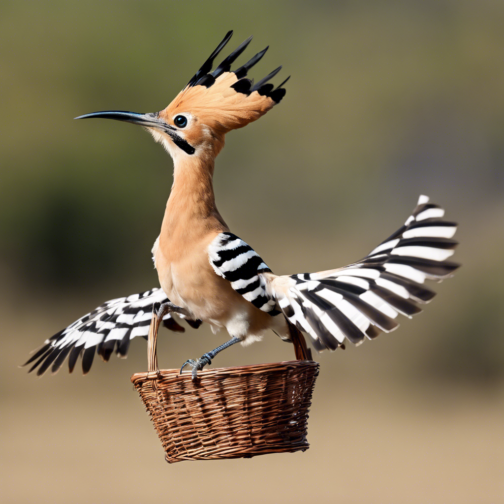 Image Ai Generator — A hoopoe is flying and carrying a basket of ...