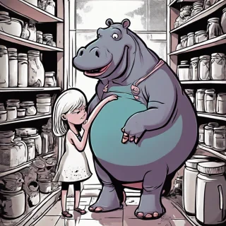 Image Ai Generator — The evil hippo hugged the girl with his hands in ...