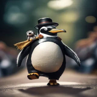Image Ai Generator — the linux penguin tux riding a white tailed gnu